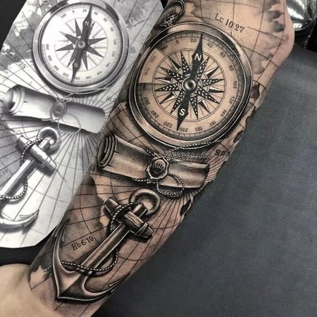 Iránytű Tetoválás férfiaknak és nőknek: tetkó minta és jelentésük ...